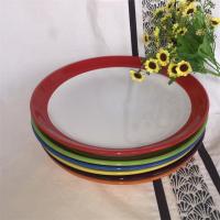 China SGS Certificate Customized Pottery Dinner Plates Colorful Glaze Round for sale