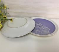 China Hand Painted Personalized Ceramic Family Plates CE Approve Purple Glazed for sale