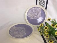 China Hand Painted Personalized Ceramic Family Plates CE Approve Purple Glazed for sale