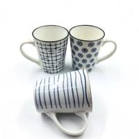 China Geometric Pattern Hand Painted 350ml Ceramic Coffee Mugs SGS Approve for sale
