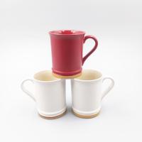 China 13oz Red Glazed Ceramic Stoneware Mug Customizable Large Handle Coffee Cup for sale