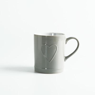 China 10 Oz Glazed Porcelain Coffee Cup Set Grey Dishwasher Safe Ceramic Mugs for sale