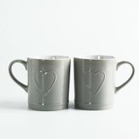 China 10 Oz Glazed Porcelain Coffee Cup Set Grey Dishwasher Safe Ceramic Mugs for sale