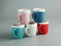 China Colorful Glazed Ceramic Espresso Cup  With Embossed 3D for sale