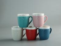 China Colorful Glazed Ceramic Espresso Cup  With Embossed 3D for sale
