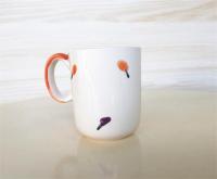 China Orange Promotional 170ml Stoneware Coffee Mug 6 Oz Cappuccino Cup with Handle for sale