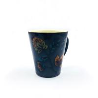 China Colored 300ml 11Oz Blue Glazed Mugs Simple Style With Maple Leaf for sale