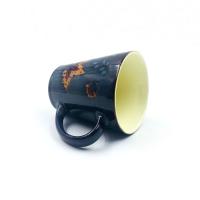 China Colored 300ml 11Oz Blue Glazed Mugs Simple Style With Maple Leaf for sale