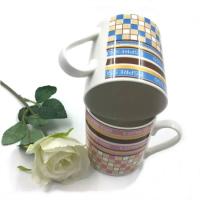 China LFGB Certificate OEM Acceptable Ceramic Drinking Mugs With Geometric Design for sale