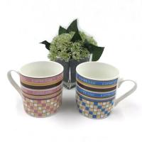 China LFGB Certificate OEM Acceptable Ceramic Drinking Mugs With Geometric Design for sale