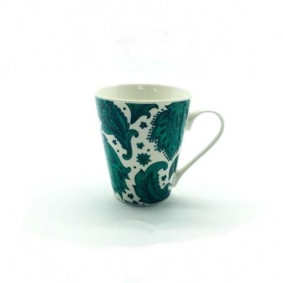 China 275ml 9oz Patterned Ceramic Coffee Mugs with Large Handles Customizable New Bone China for sale