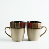 China Ceramic Coffee Cup With Round Shape And Grey Reactive Glaze Black Inside for sale
