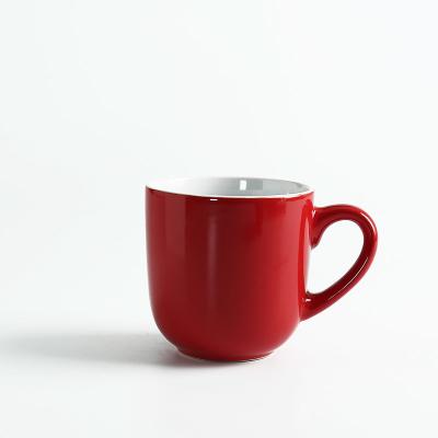China 8cm BV Certified Chinese Red Glazed Ceramic Stoneware Mugs White Inside for sale