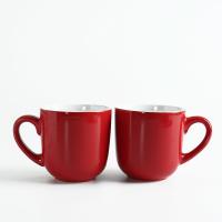 China 8cm BV Certified Chinese Red Glazed Ceramic Stoneware Mugs White Inside for sale