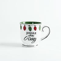 China White Stoneware Hand Painted Embossed Coffee Mug 11oz 12oz 13oz Microwave Safe for sale