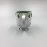 China White Stoneware Hand Painted Embossed Coffee Mug 11oz 12oz 13oz Microwave Safe for sale