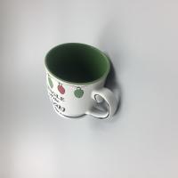 China White Stoneware Hand Painted Embossed Coffee Mug 11oz 12oz 13oz Microwave Safe for sale