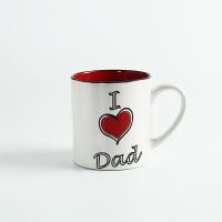 China Durable Red Inside 18oz Ceramic Drinking Mugs , 500ml Ceramic Mug For Father'S Day for sale