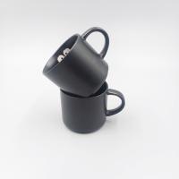China Black Matte Glaze Hand Painted Custom Pattern Large Capacity  Ceramic Mugs for sale