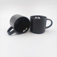 China Black Matte Glaze Hand Painted Custom Pattern Large Capacity  Ceramic Mugs for sale
