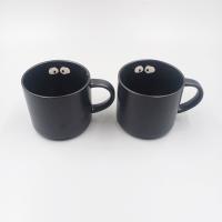 China Black Matte Glaze Hand Painted Custom Pattern Large Capacity  Ceramic Mugs for sale