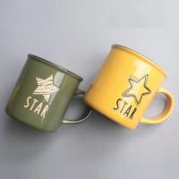 China Custom Stoneware Coffee Mug 13oz Silk Screen Star Pattern Promotional Ceramic Cup for sale
