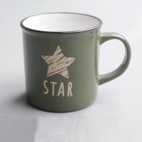 China Custom Stoneware Coffee Mug 13oz Silk Screen Star Pattern Promotional Ceramic Cup for sale