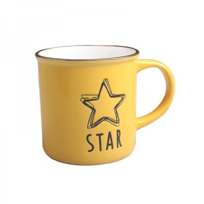 China Custom Stoneware Coffee Mug 13oz Silk Screen Star Pattern Promotional Ceramic Cup for sale