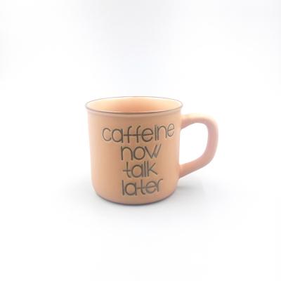 China 14oz Hand Painted Enamel Ceramic Glossy Coffee Mug Earthy Yellow Glaze Custom Size for sale