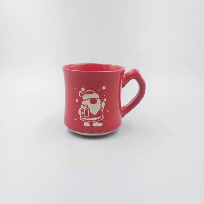 China Red Glazed 16 Oz Stoneware Coffee Mugs , 450ml Coffee Mugs Silkscreen for sale