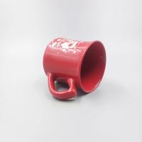 China Red Glazed 16 Oz Stoneware Coffee Mugs , 450ml Coffee Mugs Silkscreen for sale