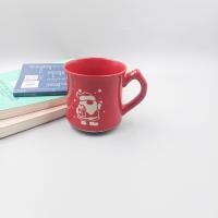 China Red Glazed 16 Oz Stoneware Coffee Mugs , 450ml Coffee Mugs Silkscreen for sale