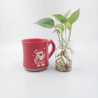 China Red Glazed 16 Oz Stoneware Coffee Mugs , 450ml Coffee Mugs Silkscreen for sale