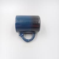 China 13oz Gradient Glazed Blue Stoneware Coffee Mugs With SGS Approval for sale