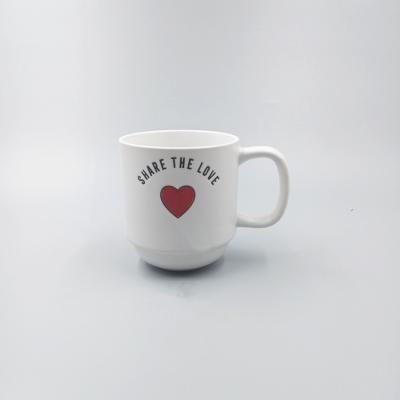 China 15 Oz White Ceramic Coffee Mug 440ml Handcrafted Pottery with Silk Printing for sale