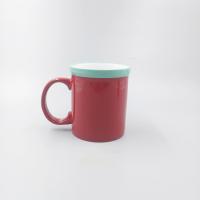 China Red Glaze Enamel Large Beer Mug 19oz Hand Painted Green Edge Ceramic Cup for sale