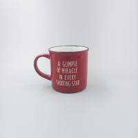 China Silk Screen Ceramic Coffee Mugs Red Glazed 9oz for sale