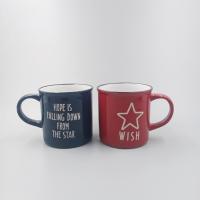 China Silk Screen Ceramic Coffee Mugs Red Glazed 9oz for sale