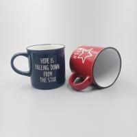 China Silk Screen Ceramic Coffee Mugs Red Glazed 9oz for sale