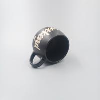 China 14oz Custom Black Ceramic Coffee Mug Porcelain Big Belly Design for sale