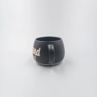 China 14oz Custom Black Ceramic Coffee Mug Porcelain Big Belly Design for sale