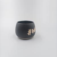 China 14oz Custom Black Ceramic Coffee Mug Porcelain Big Belly Design for sale