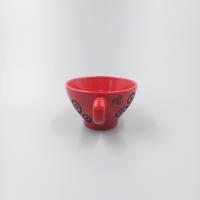 China Bowl Shape Coffee Cup With Chinese Red Glazed Silk Screen Pattern for sale