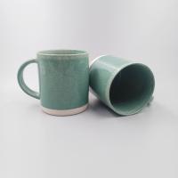 China Kiln Glazed Ceramic Beer Mugs 13oz Green Color Milk Mugs with Customized Logo for sale