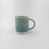 China Kiln Glazed Ceramic Beer Mugs 13oz Green Color Milk Mugs with Customized Logo for sale