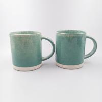 China Kiln Glazed Ceramic Beer Mugs 13oz Green Color Milk Mugs with Customized Logo for sale