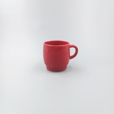 China 7oz Red Glazed Ceramic Coffee Mug Exquisite Modeling Microwave Safe for sale
