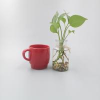 China 7oz Red Glazed Ceramic Coffee Mug Exquisite Modeling Microwave Safe for sale