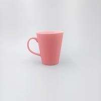 China Pink V-shaped matte Color Glaze  Ceramic Tea Mug Coffee with Handle for sale