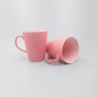 China Pink V-shaped matte Color Glaze  Ceramic Tea Mug Coffee with Handle for sale